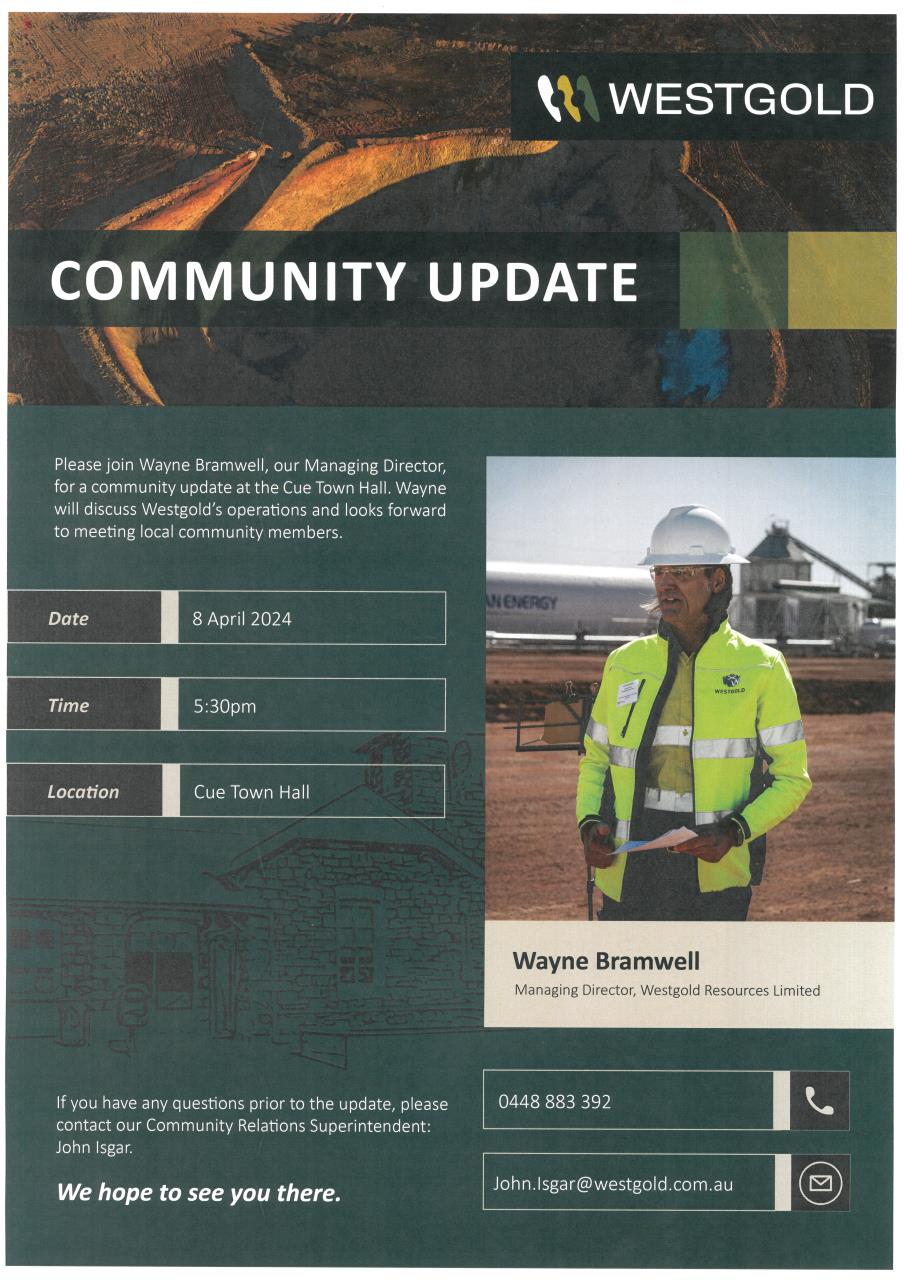 Westgold Community Update » Shire of Cue